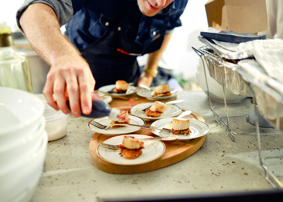 Seared Sea Scallops with Cauliflower Fritters - Fashionable Hostess