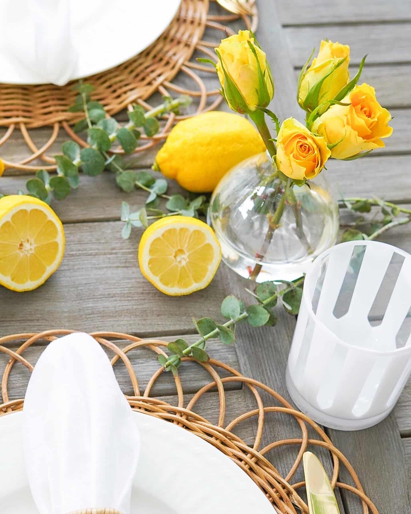 Simple Lemon Tablescape - Fashionable Hostess