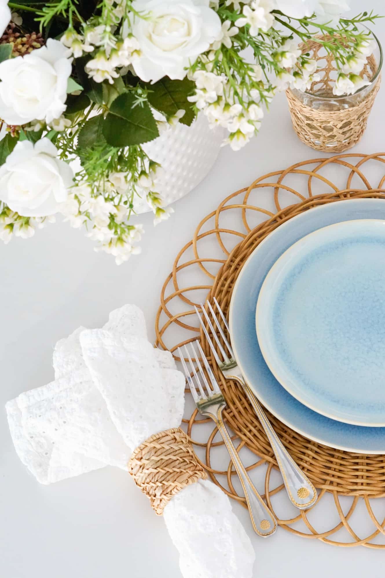 Spring Rattan Tablescape - Fashionable Hostess