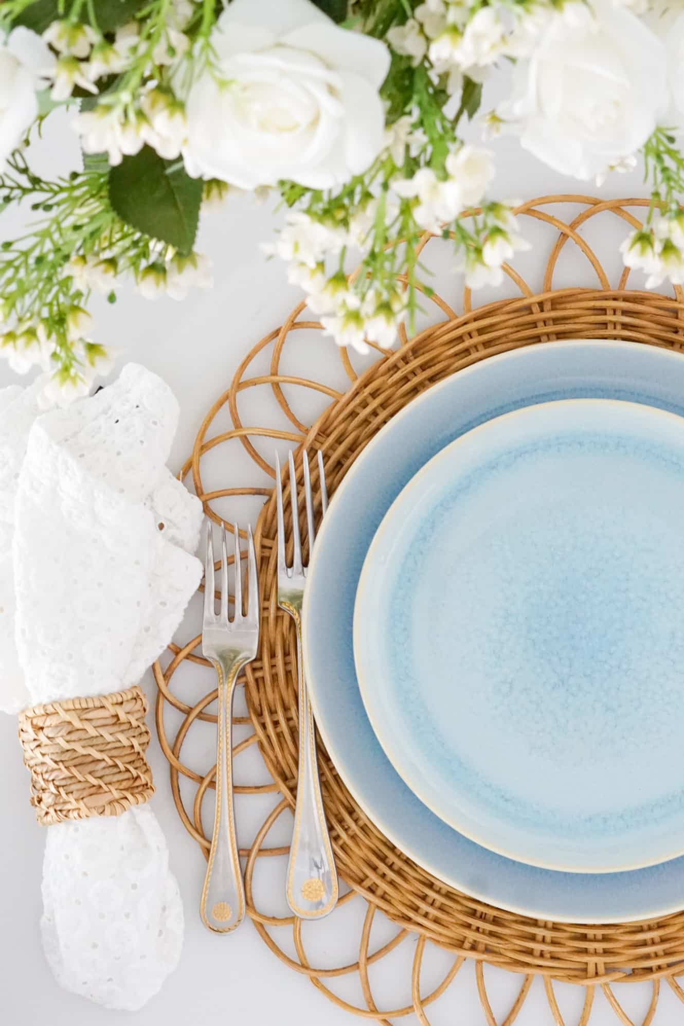 Spring Rattan Tablescape - Fashionable Hostess