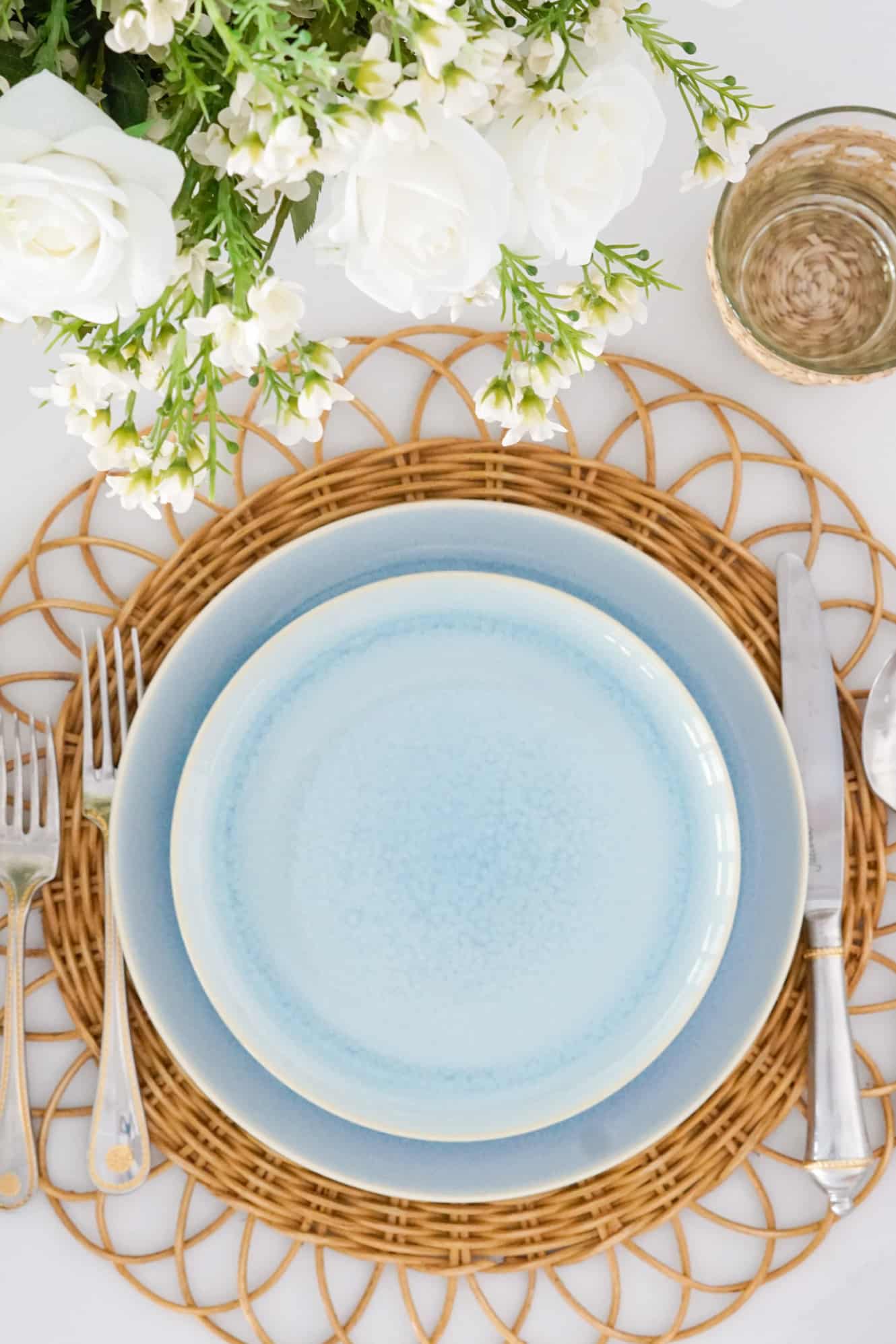 Spring Rattan Tablescape - Fashionable Hostess