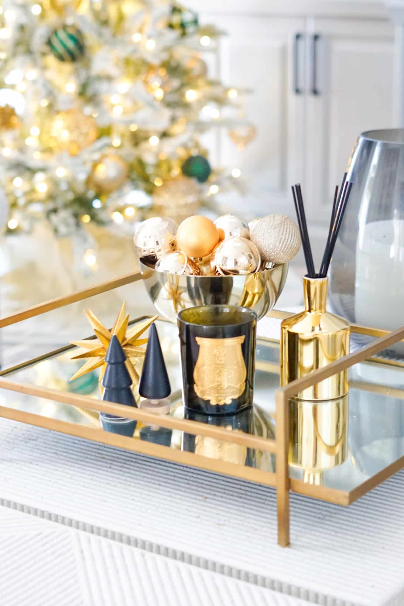 Formal Living Room decorated for Christmas - Fashionable Hostess